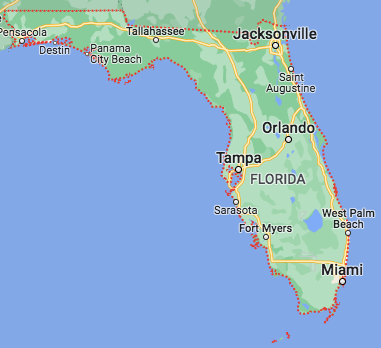 KORT OVER FLORIDA | DE 10 BEDSTE STEDER I FLORIDA, MED SOL OG SOMMER